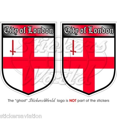 City of LONDON Shield ENGLAND British 75mm (3") Vinyl Bumper Stickers ...
