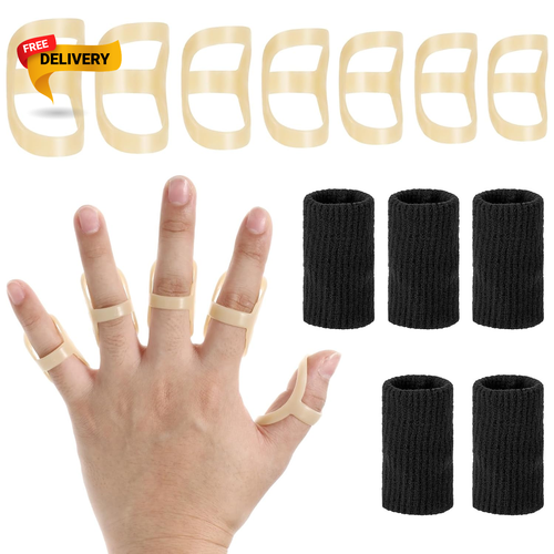 12Pcs Oval Finger Splints and Sleeves Kit 7Pcs Different Sizes Finger ...