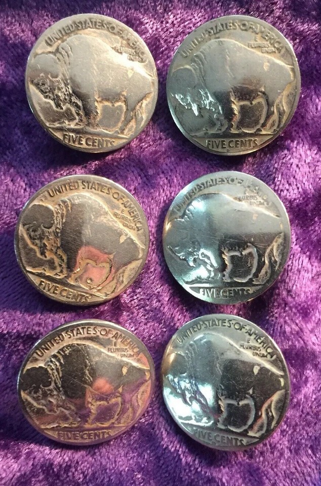 Six Great Looking Authentic Buffalo Nickel Buttons | eBay