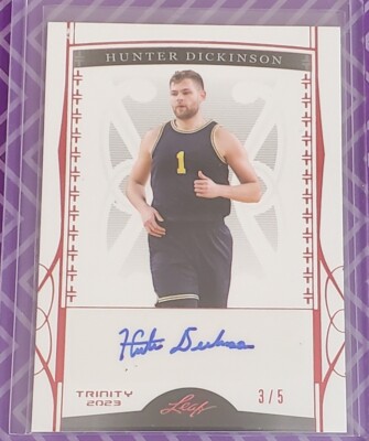 Hunter Dickinson 2023 Leaf Trinity Basketball RED Auto Autograph #3/5 ...
