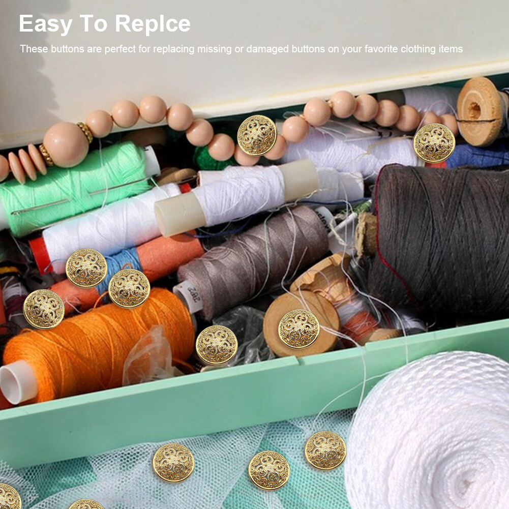 12pcs Replacement Jeans Coats Metal Button Round Flat For Sewing Hollow ...