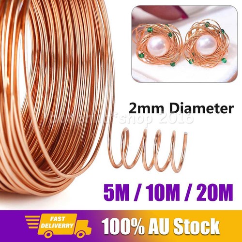 99.9% PURE SOLID UNCOATED BARE COPPER WIRE, 2mm diameter Jewellery ...