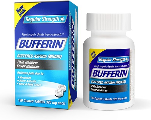 Bufferin Aspirin 325mg, Pain Reliever & Fever Reducer, with 3 Buffering ...