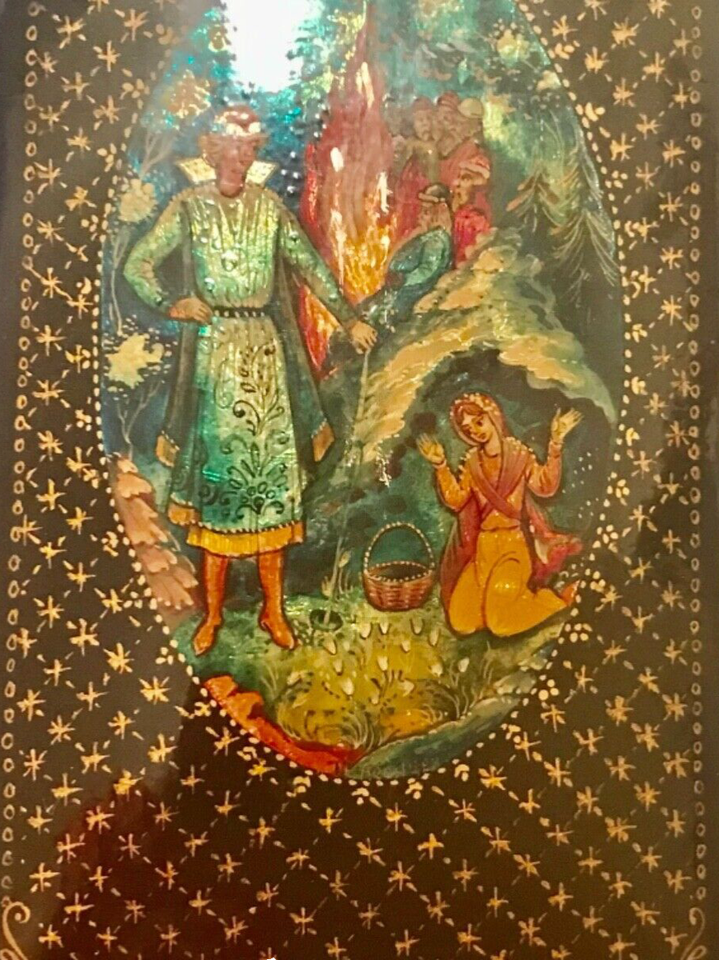 🔥Vintage LARGE Mstera Twelve Months fairy tale Russian lacquer box 24K ...
