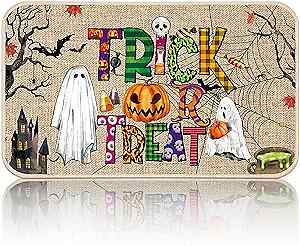 Halloween Door Mat Outdoor Halloween Rugs Boo Trick or Treat Trick Or ...