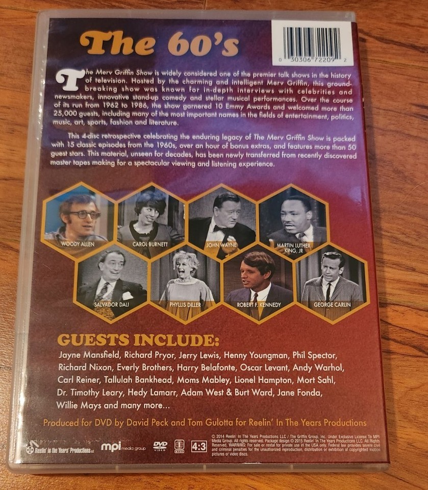 /4417 The Merv Griffin Show - The 60's 4-Disc DVD Set from MPI OOP ...