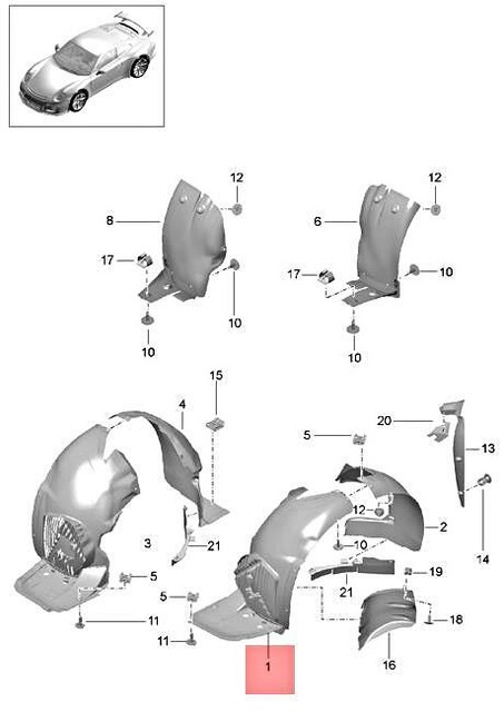 OEM 2014 - 2017 Porsche 911 Gt3 Front Left Rear Fender Liner Guard ...