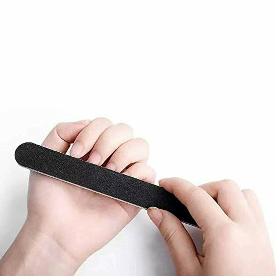 7 PCS Professional Black Nail Files Emory Board for Salon | eBay