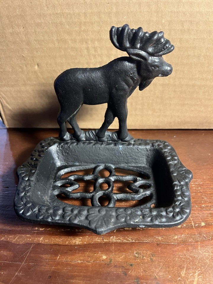 Rustic Country Cabin Decor Moose Cast Iron Soap Dish | eBay