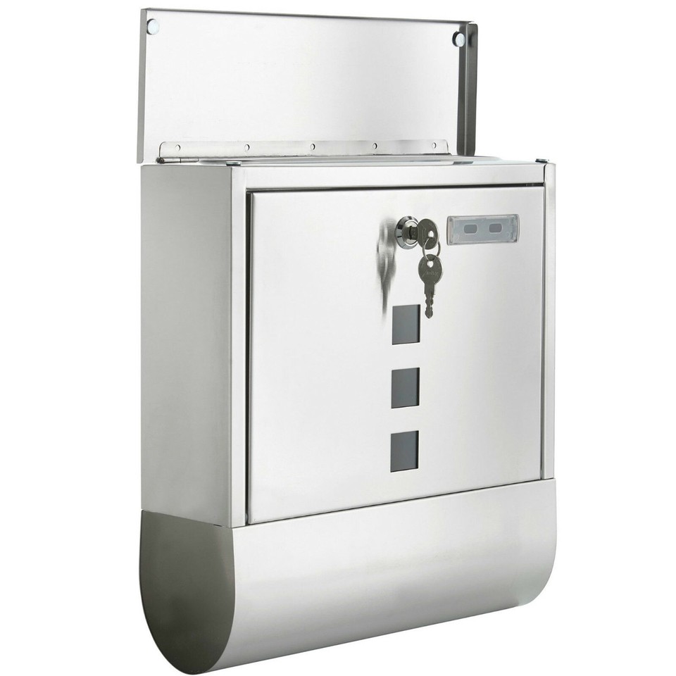 NEW LARGE LOCKABLE MAILBOX POSTBOX OUTSIDE POST LETTER BOX WALL MOUNTED ...