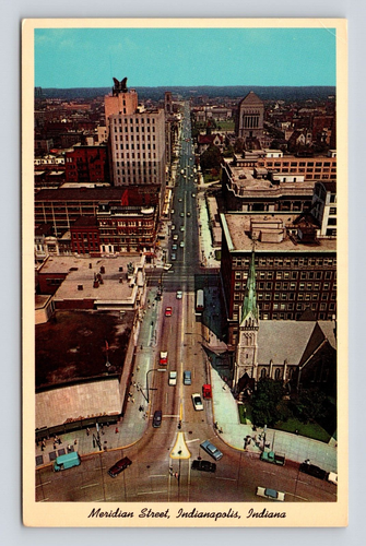 Old Postcard Monument Circle Looking North Meridian Street Indianapolis ...