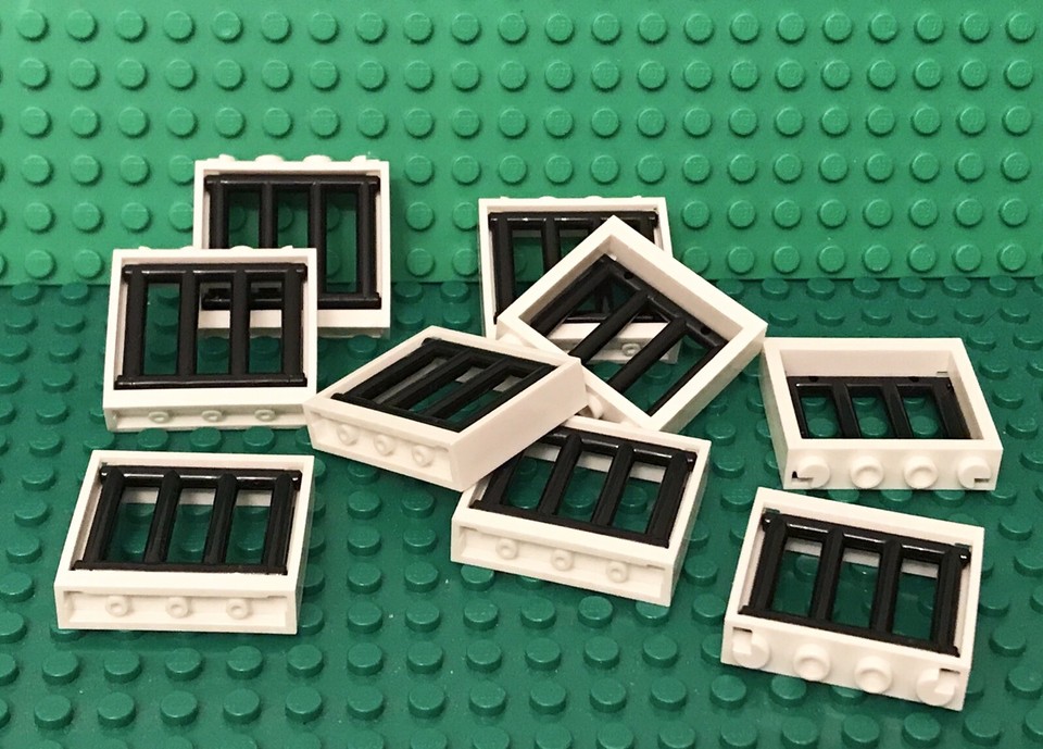 Lego 10 White Window Frame 1x4x3 With 4 End Protrusions Barred Bar ...