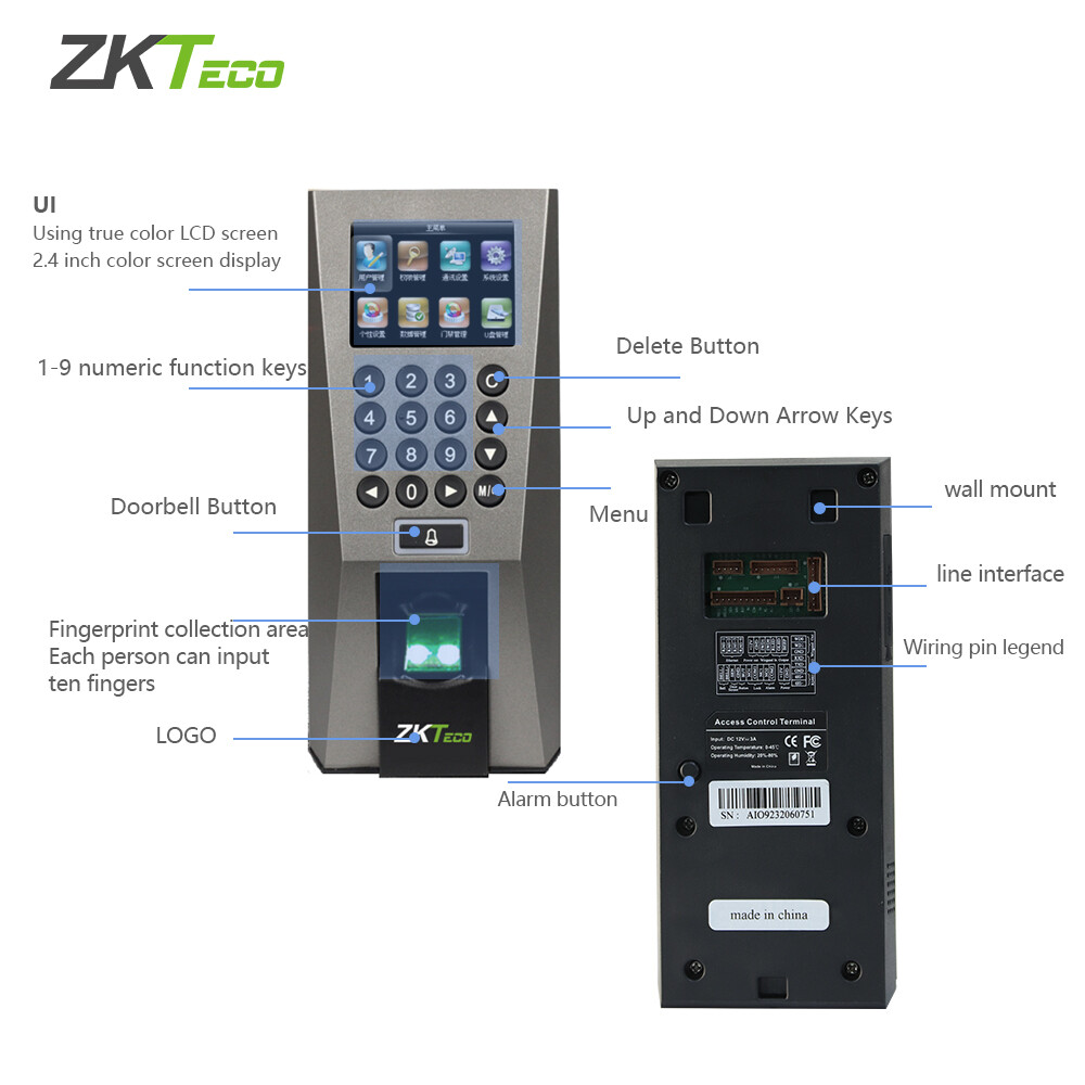 Zkteco F18 Tcpip Fingerprint Access Control Time