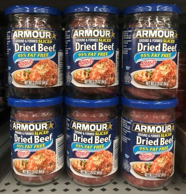 6 JARS Armour Star Chipped Sliced Beef Dried 2.25 oz Glass Jar Gravy ...