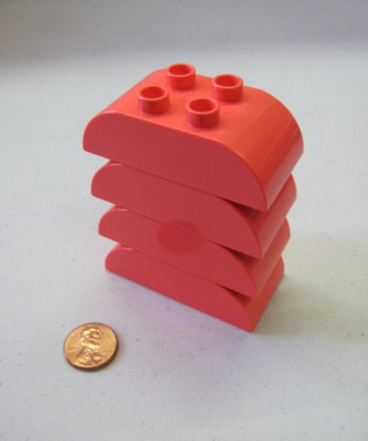 Lego Duplo Block Peach Salmon 2X4 Curved Top Brick 4 Block Lot Building ...