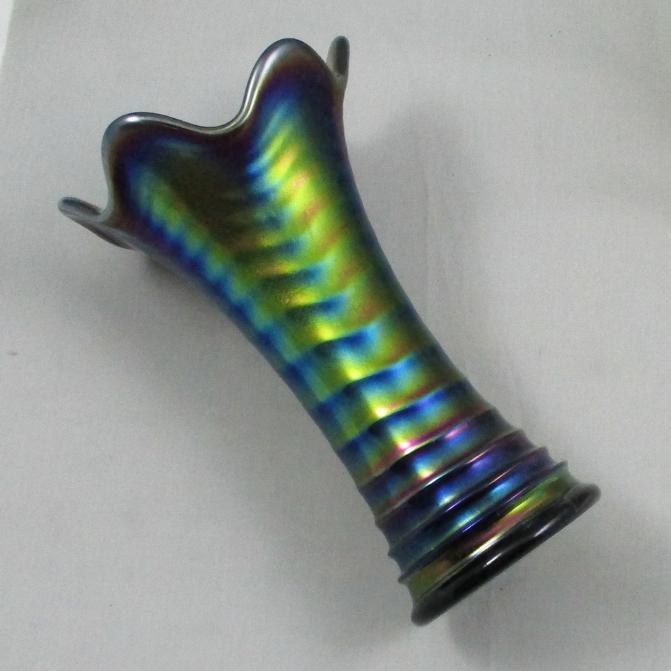 IMPERIAL RIPPLE PURPLE CARNIVAL GLASS SWUNG VASE | eBay