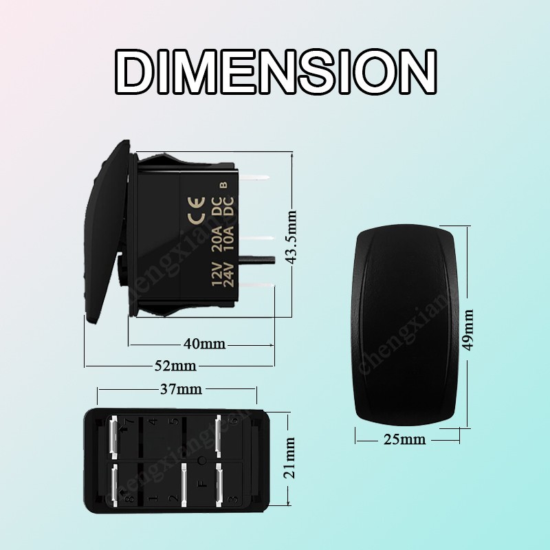 Waterproof Rocker Switch 12V/24V Green Red LED for Marine Vehicle Boat ...