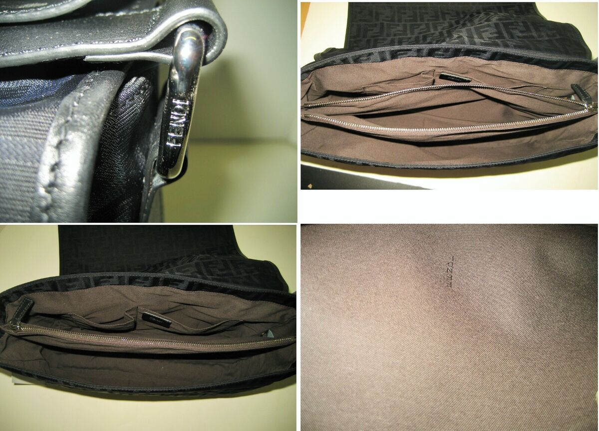 NEW Men Unisex FENDI FF Black Zucca Canvas Messenger NEW Men Unisex FENDI FF Black Zucca Canvas Messenger