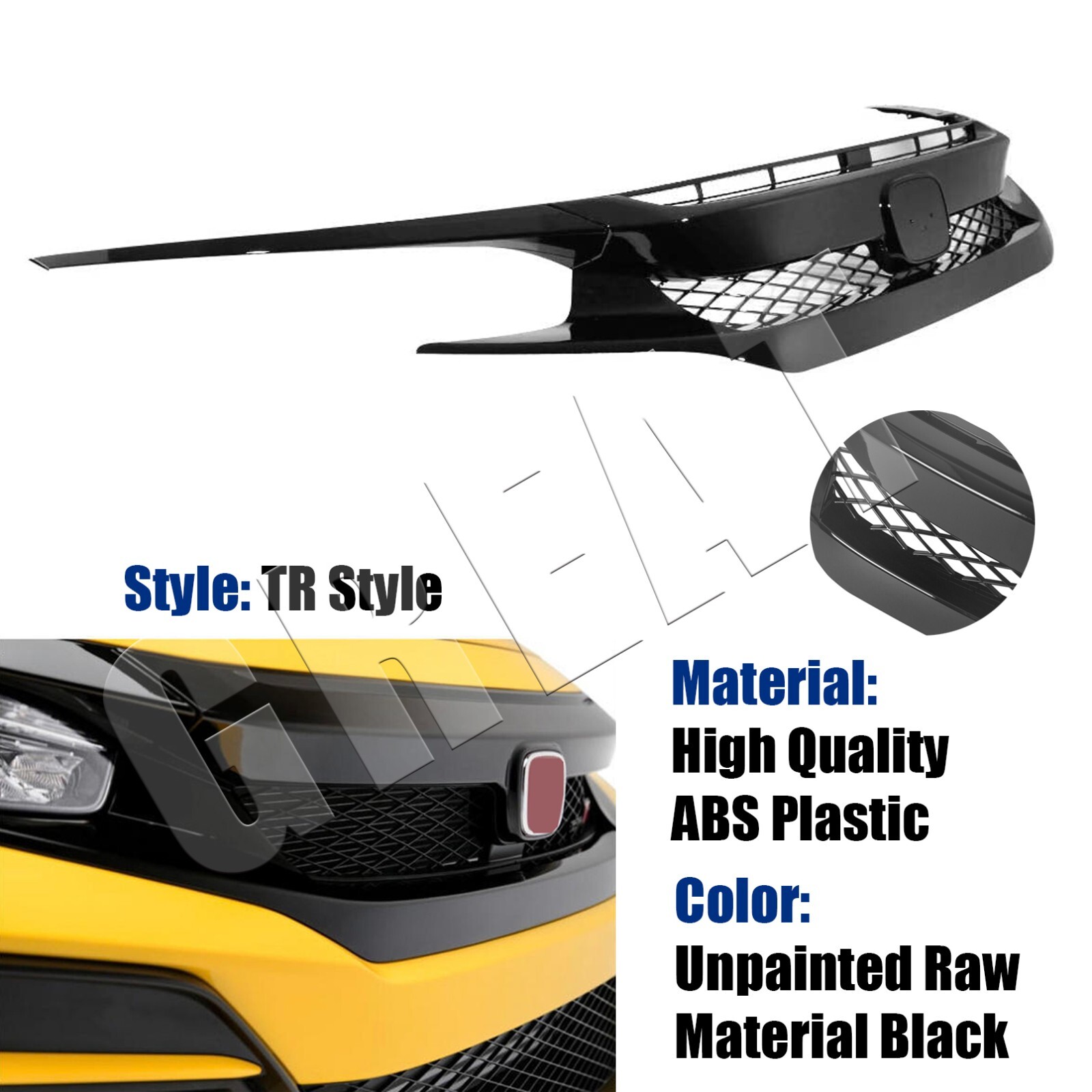 For 2016-2018 Honda Civic Front Grille Type R Style Hood Grill ...