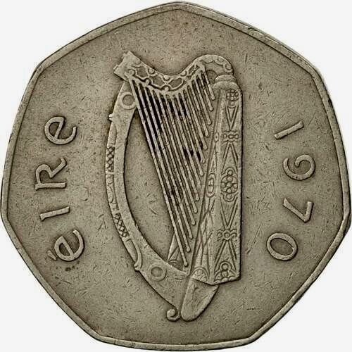 Ireland Republic 50 PENCE KM-24 1971 BORD HARP Irish Currency COIN USA ...