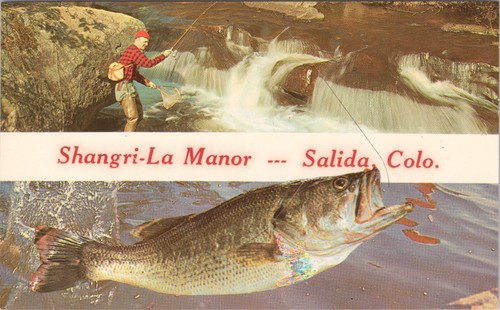 Postcard Shangri-La Manor Fishing Fish Waterfall Salida Colorado | eBay