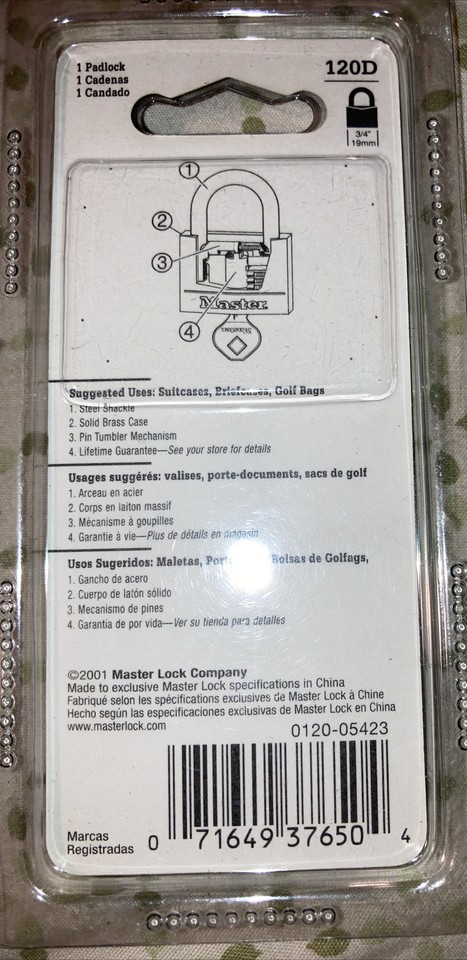 NEW MASTER LOCK 1200D Small Steel & BRASS PADLOCK W/2 Keys | eBay