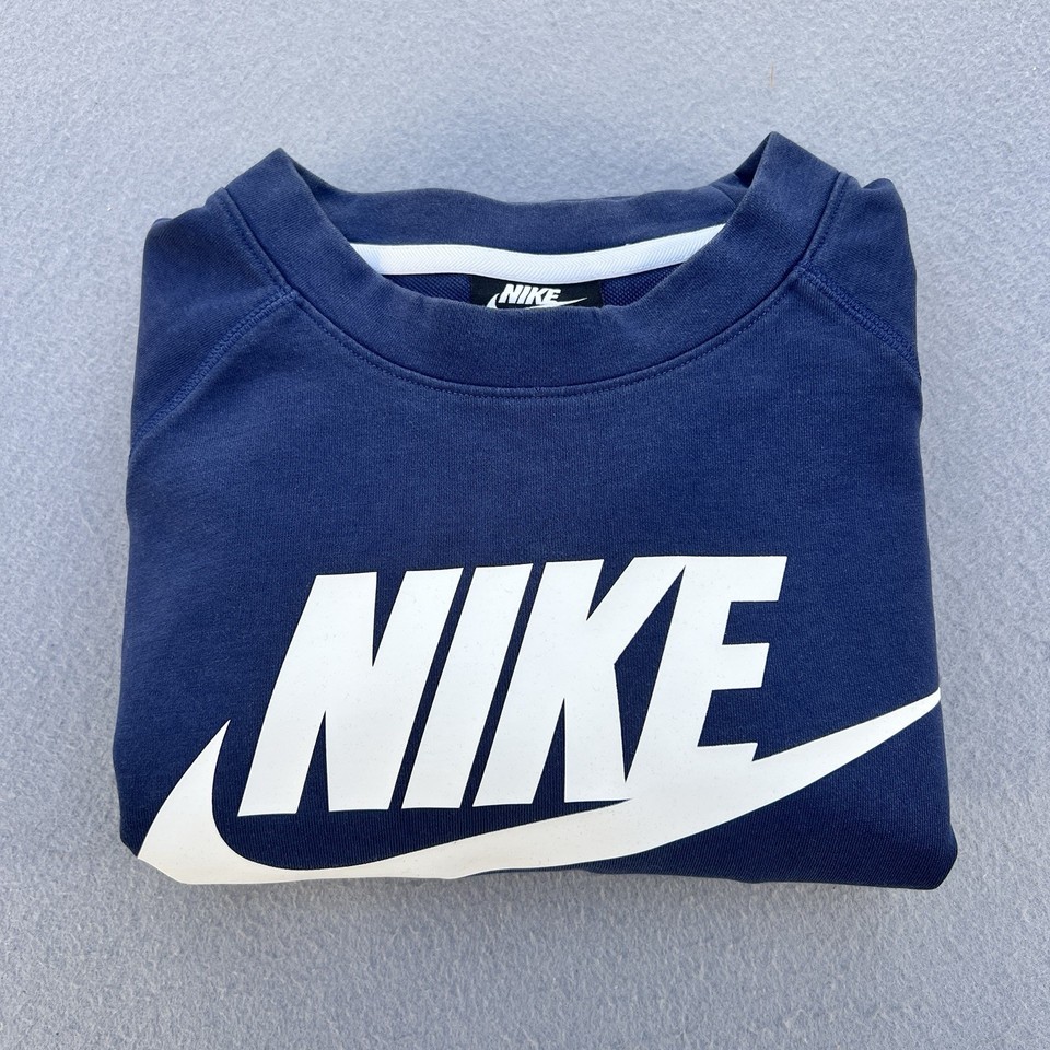 Nike Crewneck Sweatshirt Men’s M Blue Logo Swoosh Pullover Excellent ...