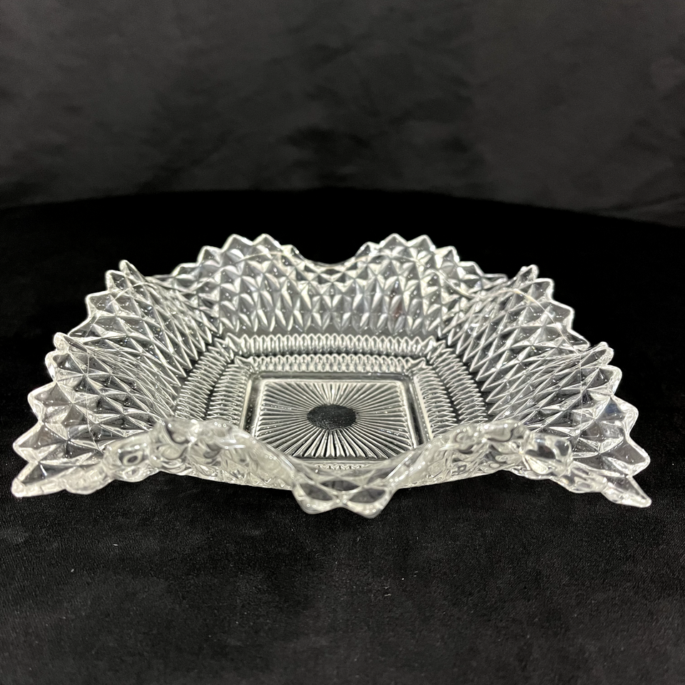 Vintage 1950s Diamond Point Indiana Glass Square Candy Relish Dish | eBay