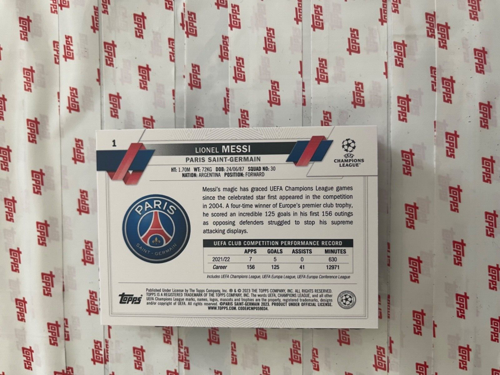 2022-23 Topps UCL Lionel Messi Pink -Diamond #1 PSG | eBay