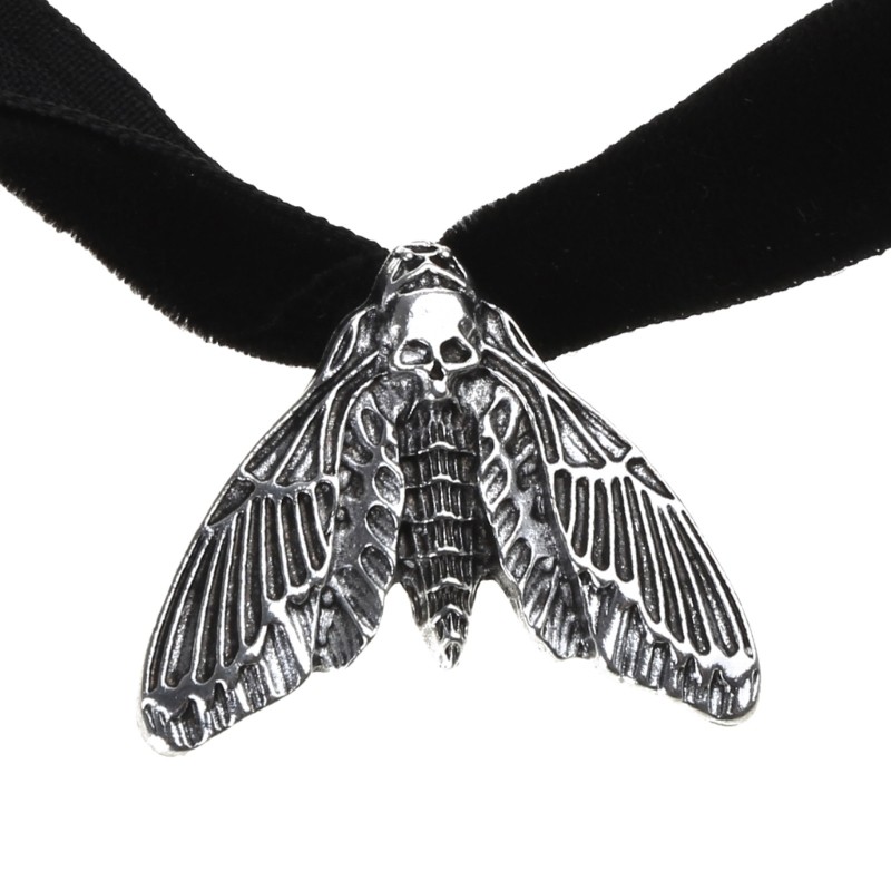 Skull Moth Choker Necklace Black Velvet Jewelry Pendant Gift Gothic ...