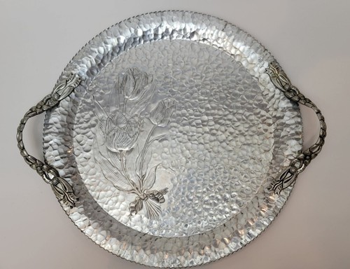 Vintage Hand Wrought Hammered Aluminum 14" Tray #409 Tulip By Rodney ...