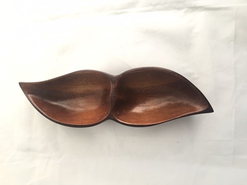 FRITZ MEVS Wooden Bowl, Solid Mahogany Varnished Leaf shape Handmade 10 ...