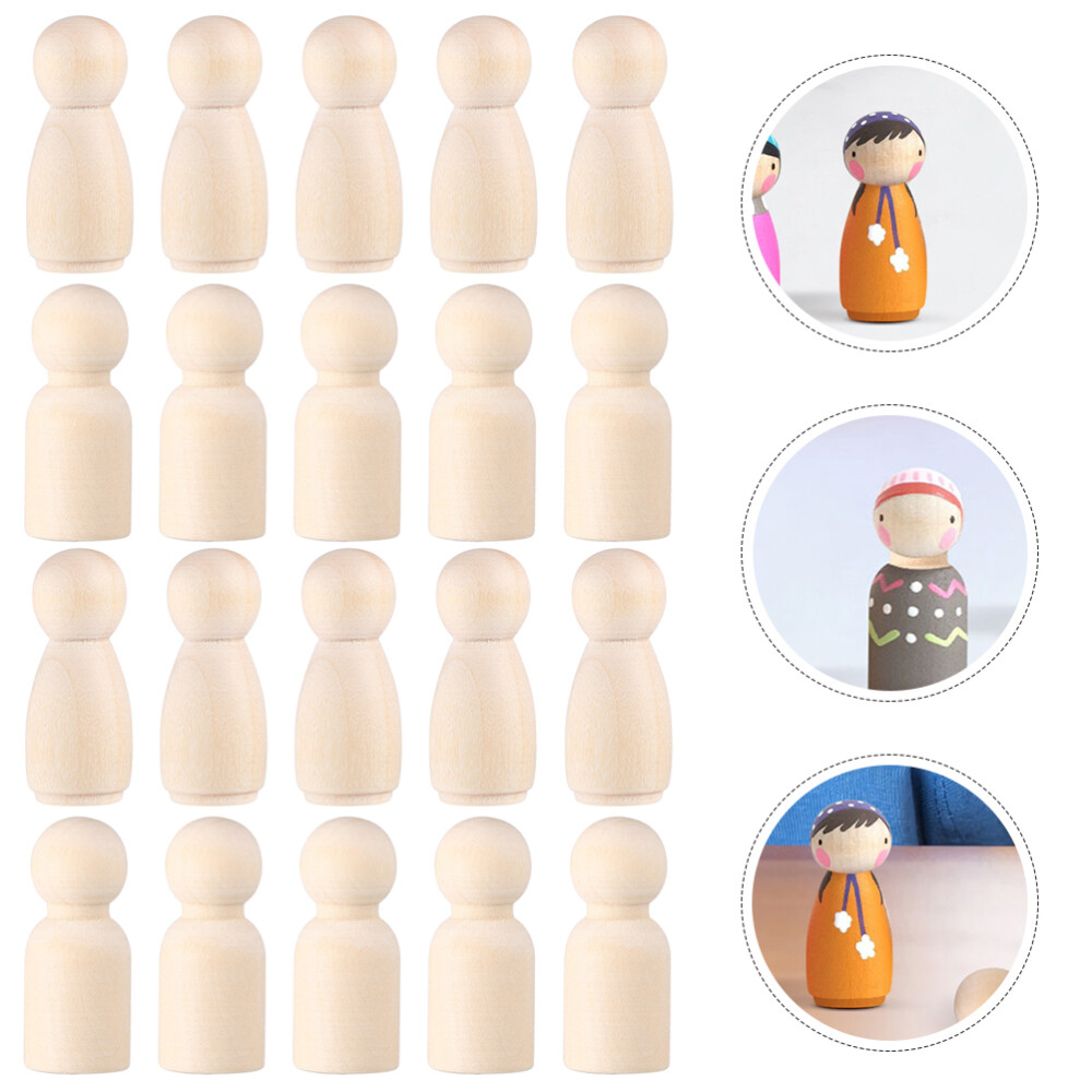 50 Pcs DIY Graffiti Dolls Drawing Wooden Puppets Blank Peg Supplies ...