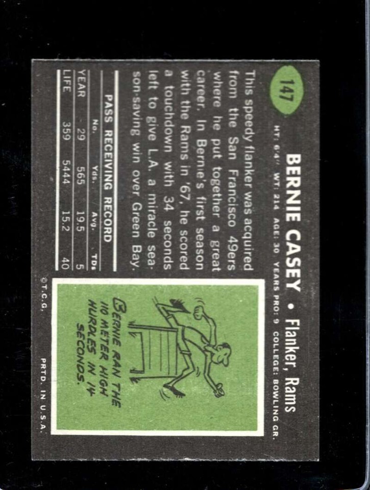 1969 TOPPS #147 BERNIE CASEY EXMT LA RAMS *SBA2809 | eBay
