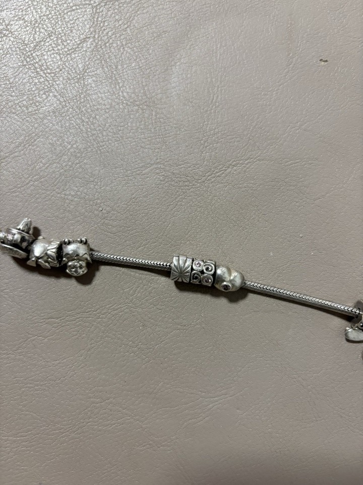 Pandora .925 Sterling Silver Bracelet with all Pandora Charms 8" Chain ...