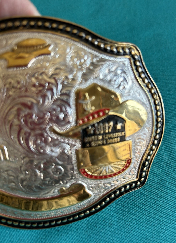 Houston Livestock Show Rodeo Belt Buckle Vintage 1997 Huge 4.5 x3.5" | eBay