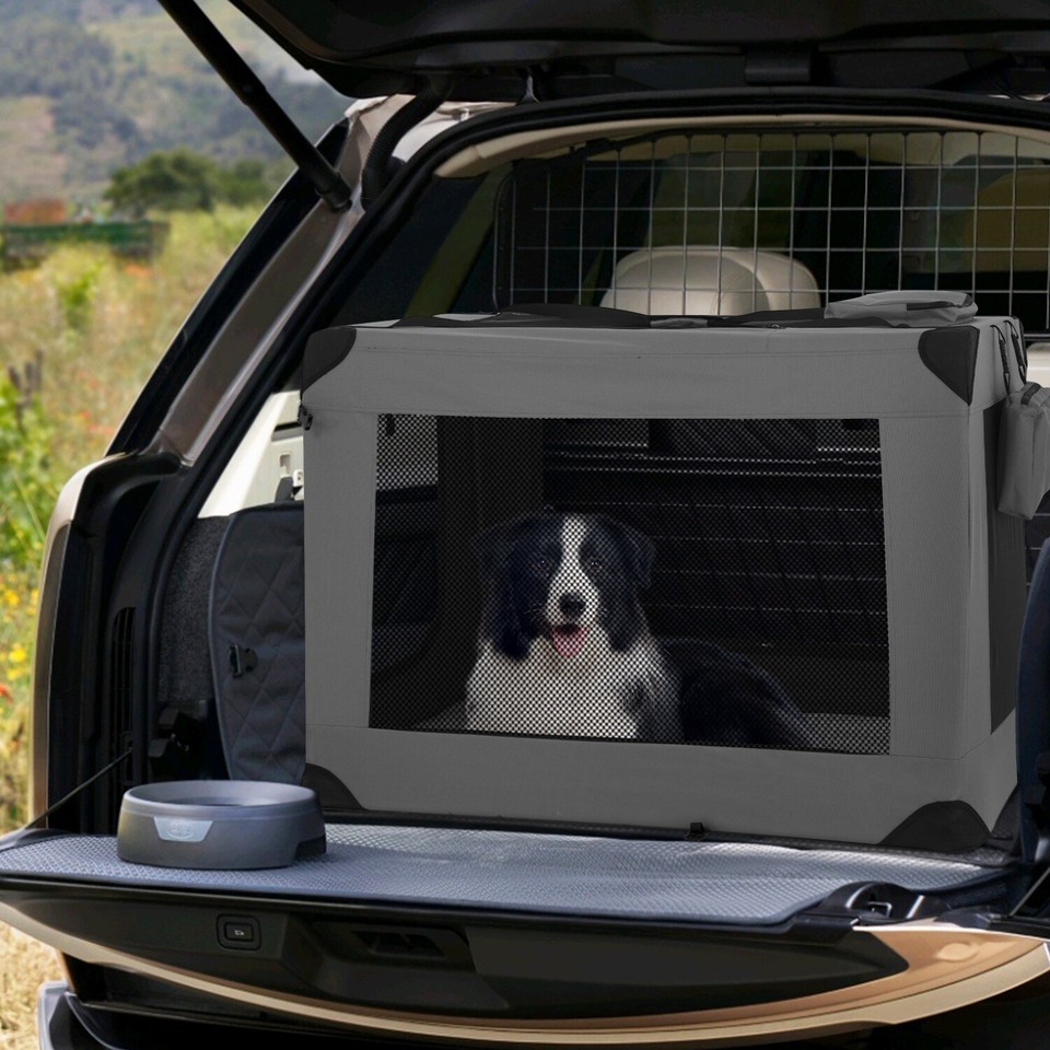 3-Door Portable Folding Soft Dog Crate Dog Kennel Lightweight Foldable ...