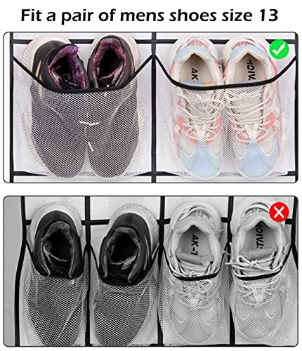 Over The Door Shoe Organizer w/ 12 Extra Large Mesh Pockets Booots ...