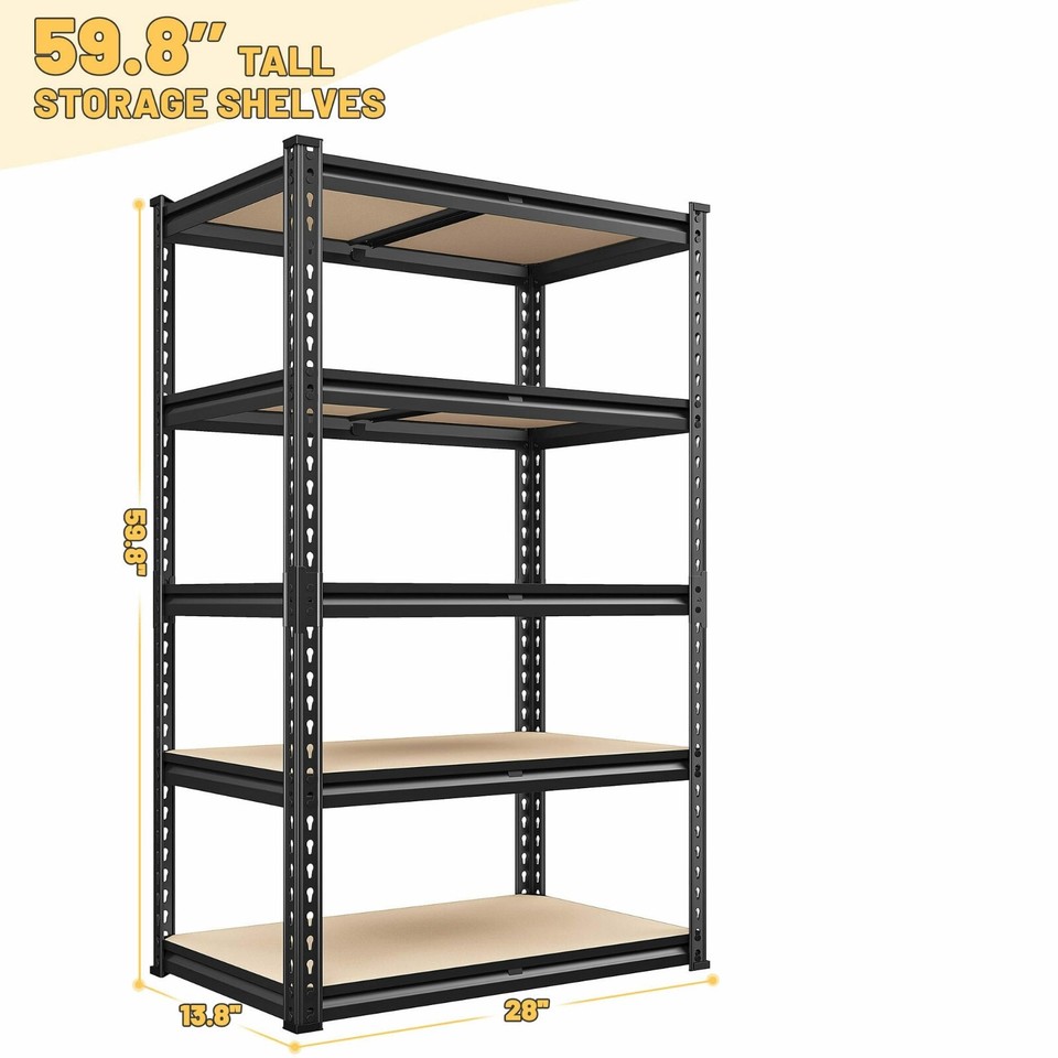 Storage Shelving Unit Heavy Duty Storage Rack 5-Tier Adjustable Metal ...