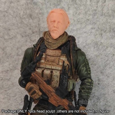 Unpainted 1/18 Man w beard Head Sculpt Soldier Head For 3.75" Joytoy ...