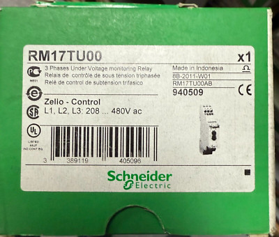 SCHNEIDER ELECTRIC RM17TU00 CONTROL RELAY 3PH UNDERVOLTAGE 208/480V NEW ...