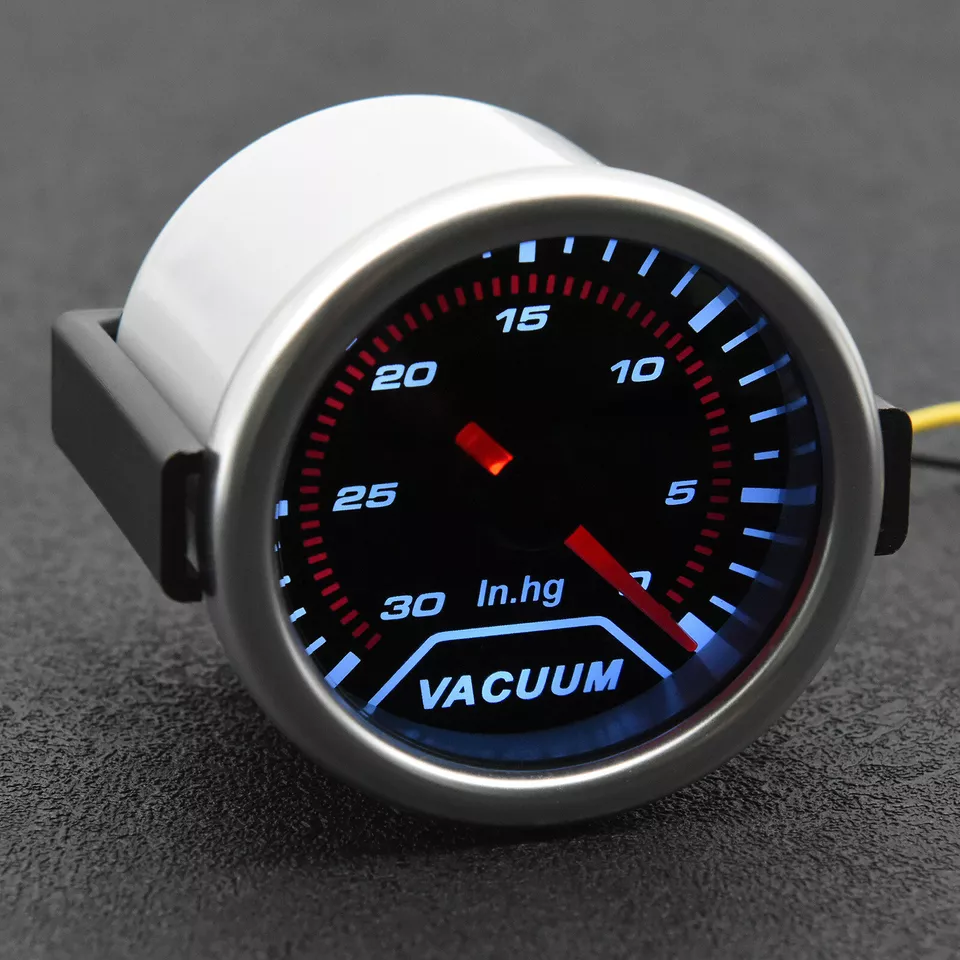 Universal 2"52mm Car Vacuum Gauge -30~0 in.Hg Meter Auto White LED ...