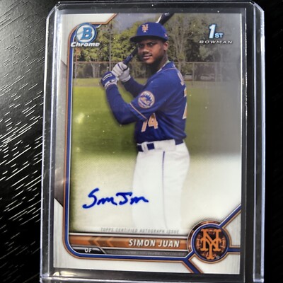 SIMON JUAN 2022 BOWMAN CHROME PROSPECTS AUTO AUTOGRAPH RC NEW YORK METS ...