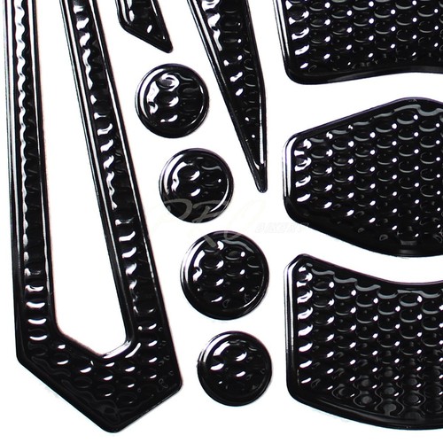 Set Perforated Black Fuel Tank Pad + 2x 2" Chromed 3D S Logo Emblem ...
