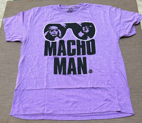 Macho Man Randy Savage In Sunglasses Mens Purple Shirt WWE Wrestling XL ...