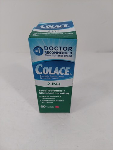 Colace Docusate Sodium 2 in 1 Stool Softener & Laxative 60 Tablets, Exp ...