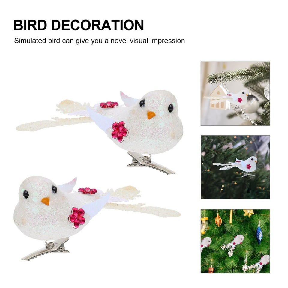 30 pcs Simulated Bird Decorations Christmas Tree Decors for Home (White ...