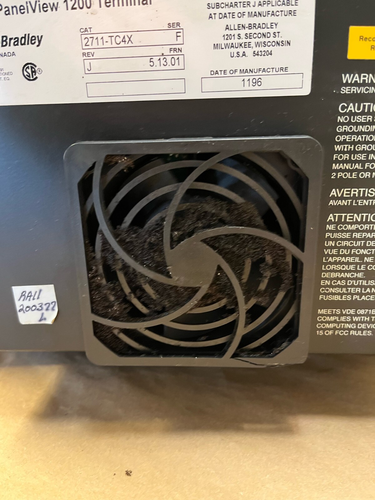 Allen-Bradley 2711-TC4X REV J SER F PanelView 1200 | eBay