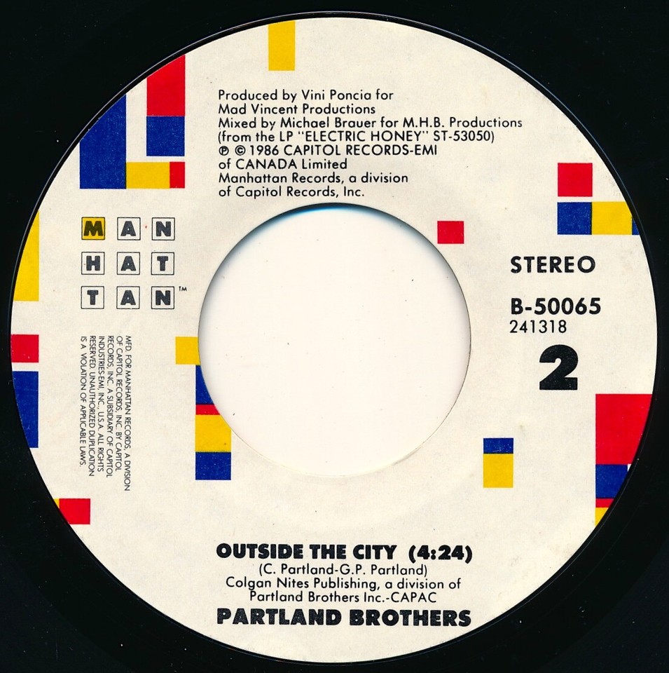 PARTLAND BROTHERS - SOUL CITY / OUTSIDE THE CITY - B-50065 - 45 Record ...