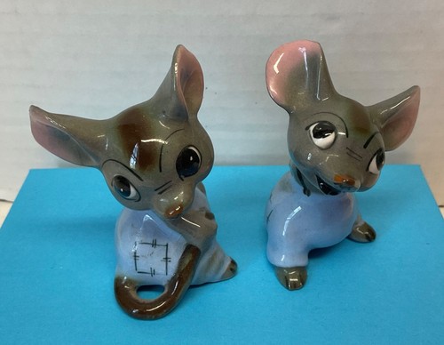 Adorable Vintage Ceramic Country MICE IN OVERALLS Figurines - Japan? | eBay